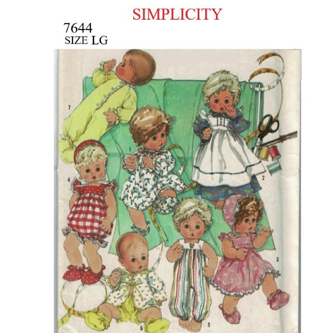 17 18 Baby Doll Clothes Pattern for Dy Dee Baby Doll Simplicity 7644 ...