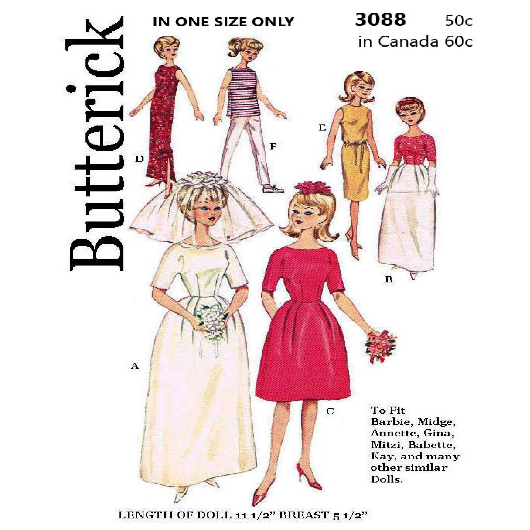 Barbie Teen Fashion Doll Clothes Pattern Butterick 3088 - Etsy