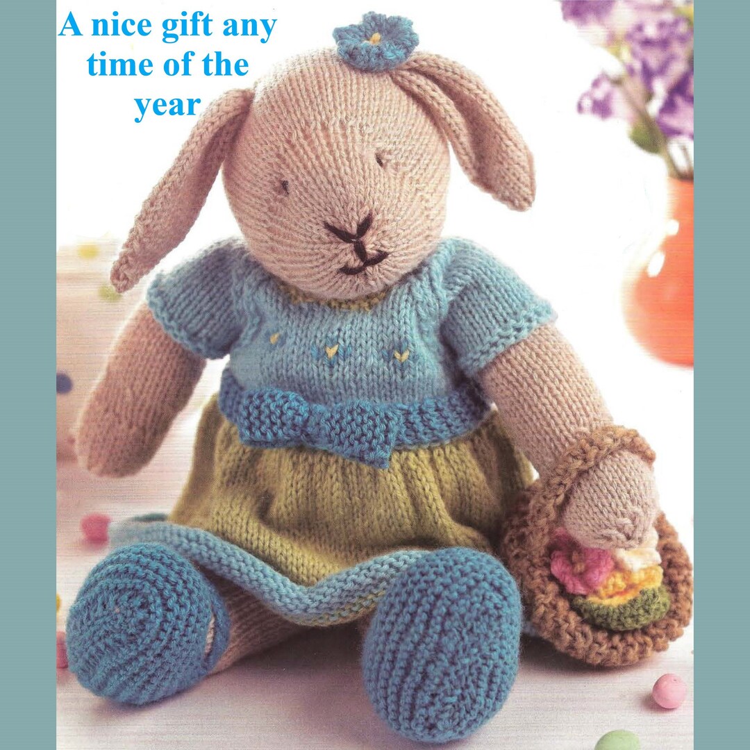 Bunny Rabbit Knitting Pattern, Soft Toy, Vintage Pattern, PDF Instant ...
