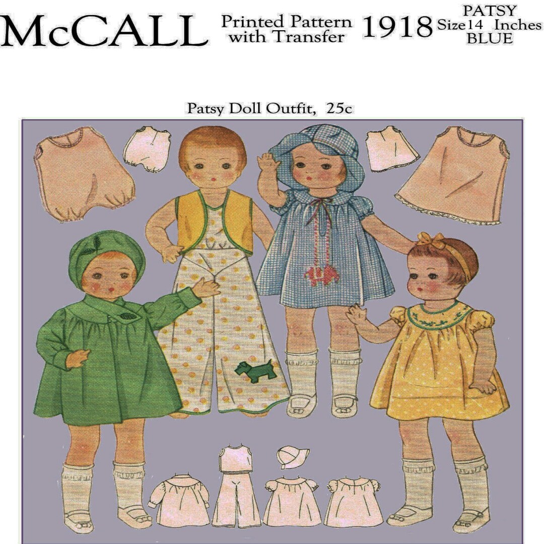 14 Patsy Doll Clothes Pattern Mccall 1918 Vintage Sewing Pattern PDF ...