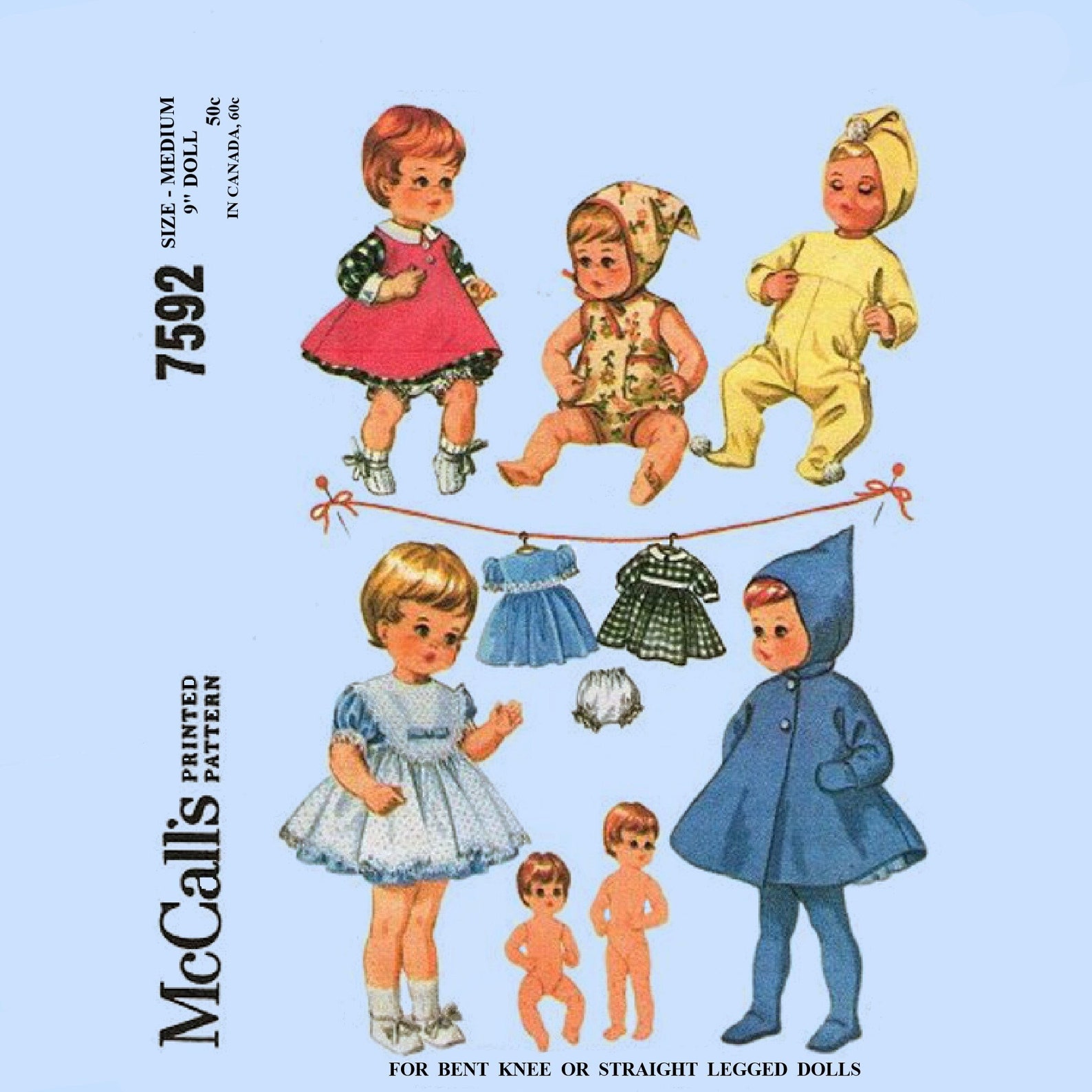 9 Baby Doll Clothes Pattern Mccall's 7592 Vintage - Etsy
