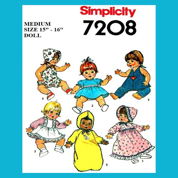 15 16 Baby Doll Clothes Pattern Simplicity 7208 - Etsy