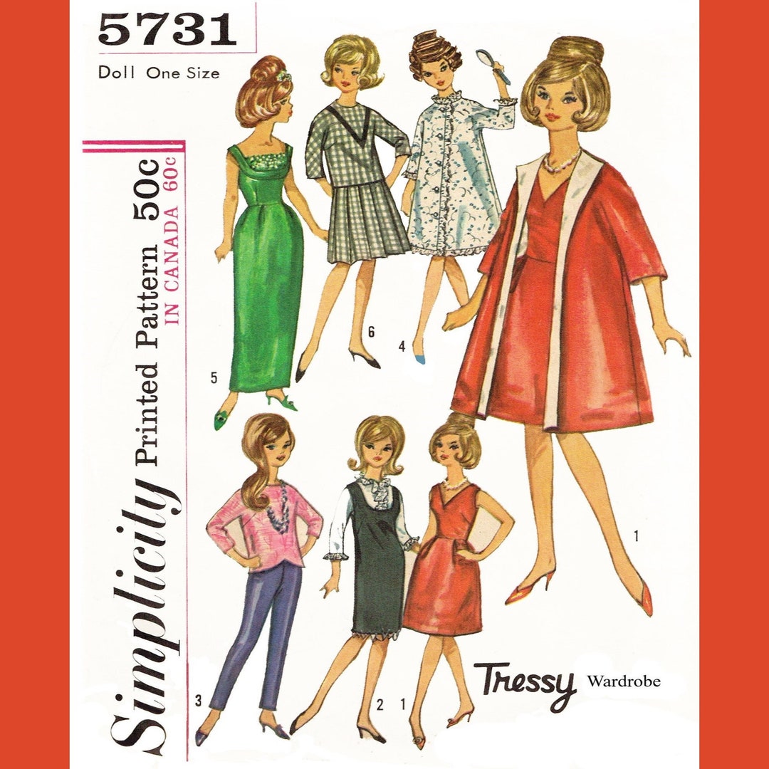 Barbie Doll Clothes Pattern Simplicity 5731 Vintage Pattern Teen Model ...