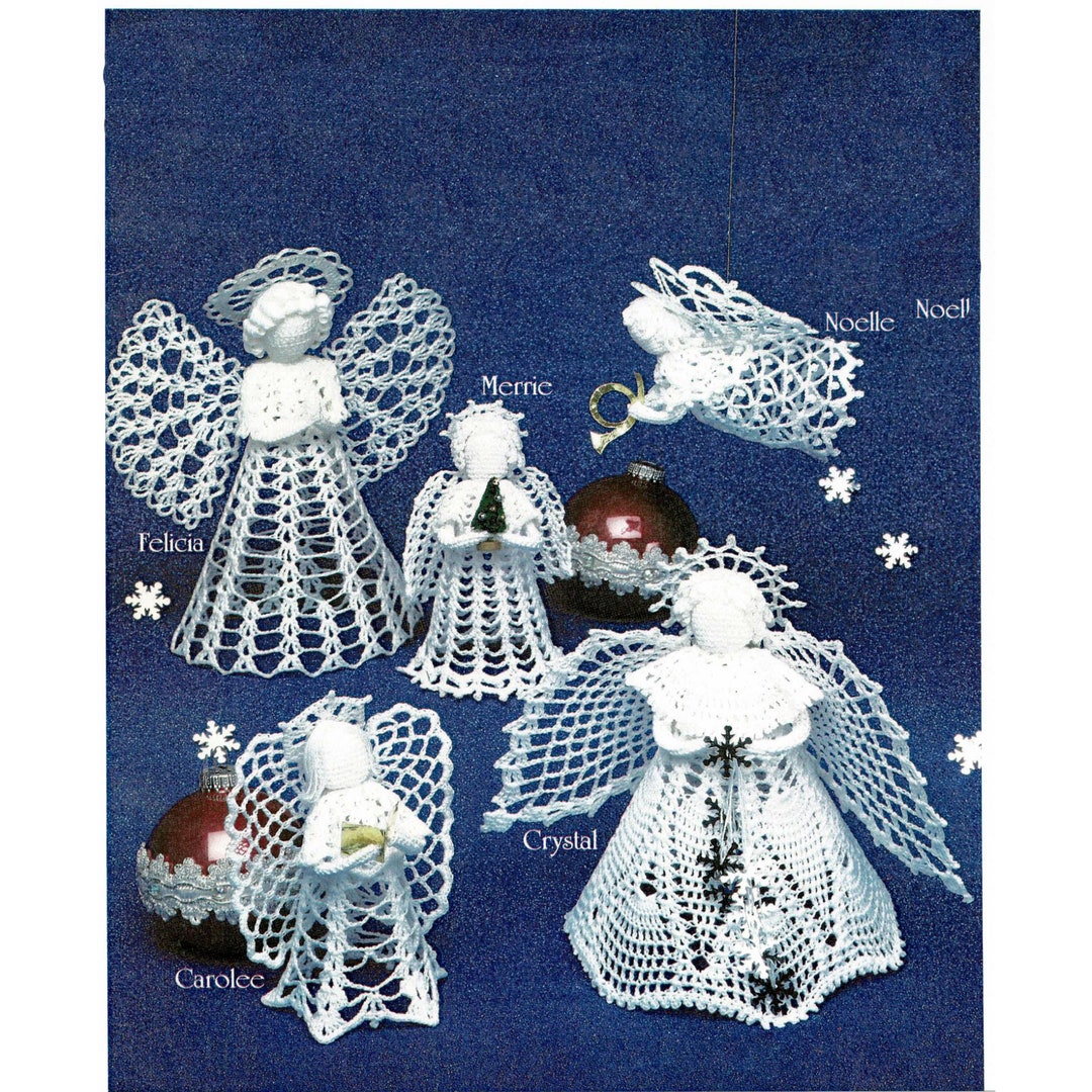 6 Christmas Angels Crochet Pattern Christmas Tree Toppers Vintage ...