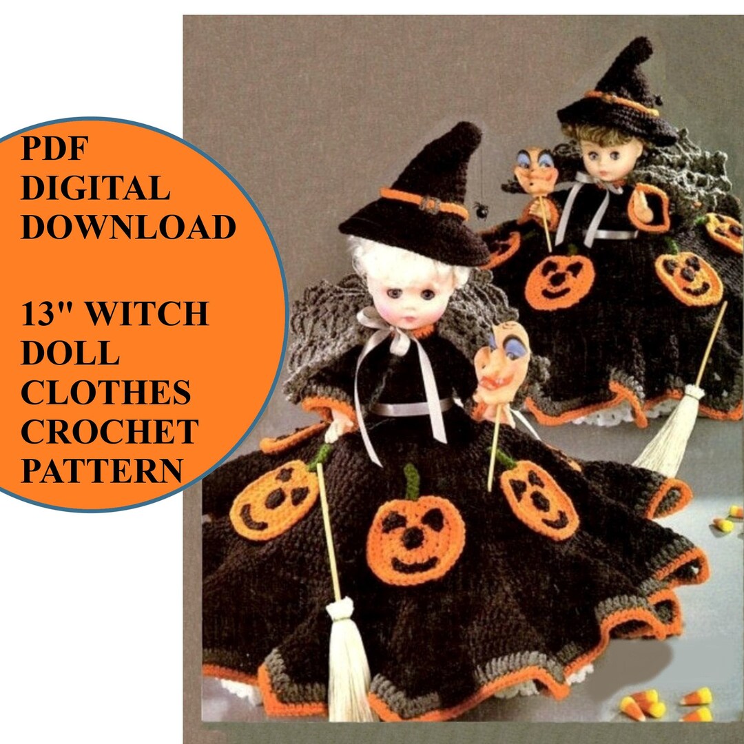 Halloween Witch Doll Clothes Crochet Pattern Vintage Halloween - Etsy
