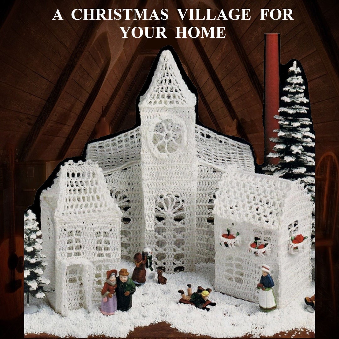 Christmas Crochet Pattern Church and 2 Townhouses Christmas Decorations ...