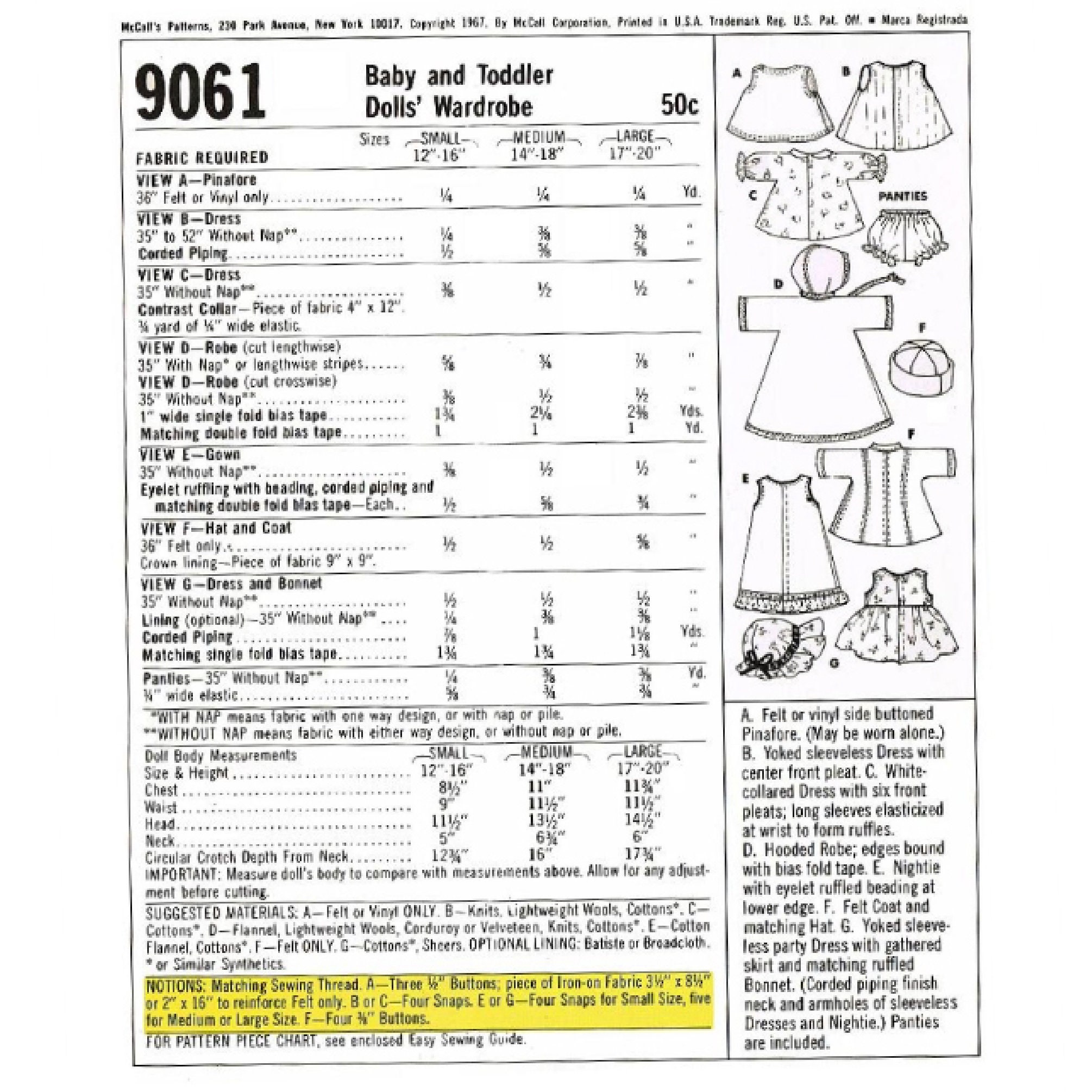 12 to 16 Doll Clothes Pattern Mccalls 9061 - Etsy
