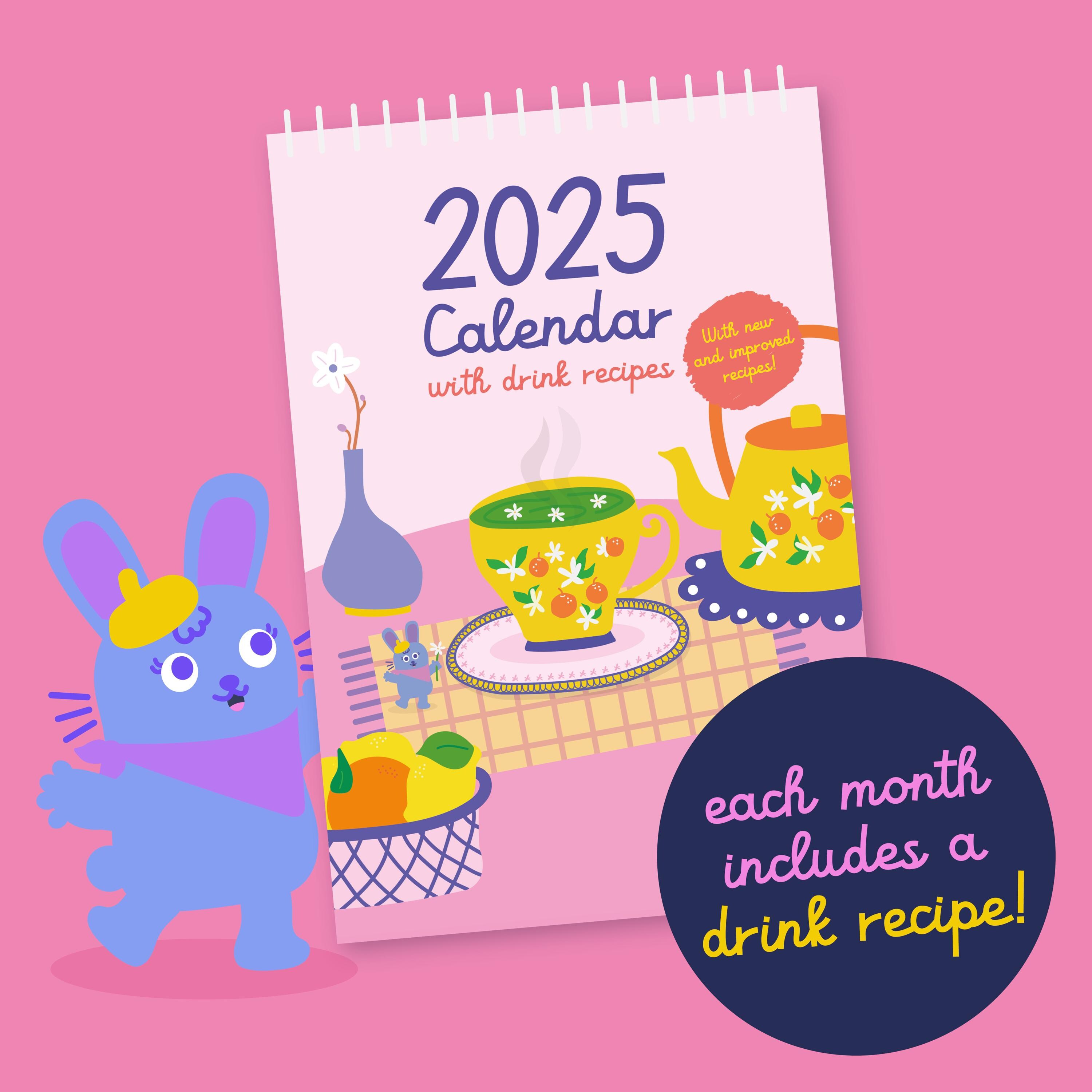 2025 Drink Recipe Calendar: Illustrated A4 Monthly Planner - Etsy