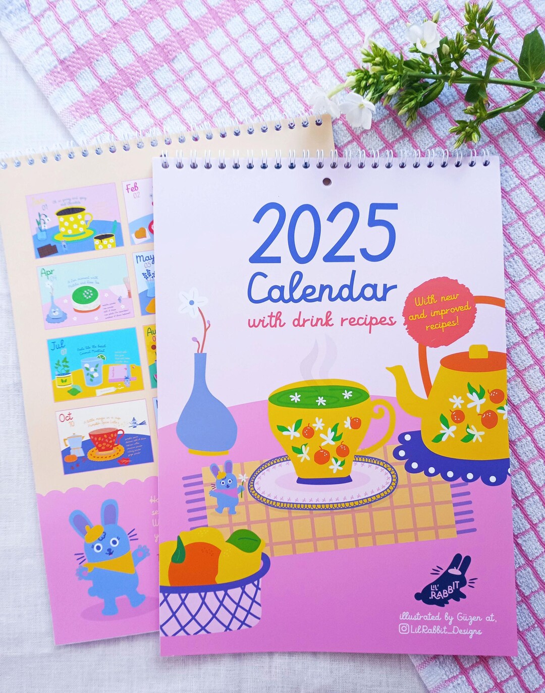 2025 Illustrated Drink Recipe Wall Calendar | Cute Kitchen Calendar ...