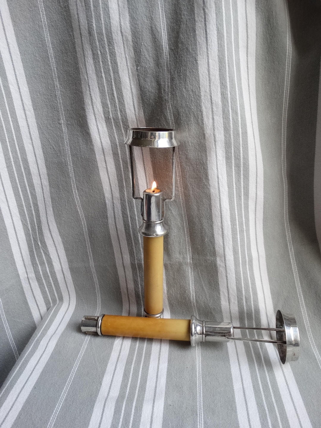 Pair Spring Loaded Candle Holders/antique Candle Holders/early C20th ...