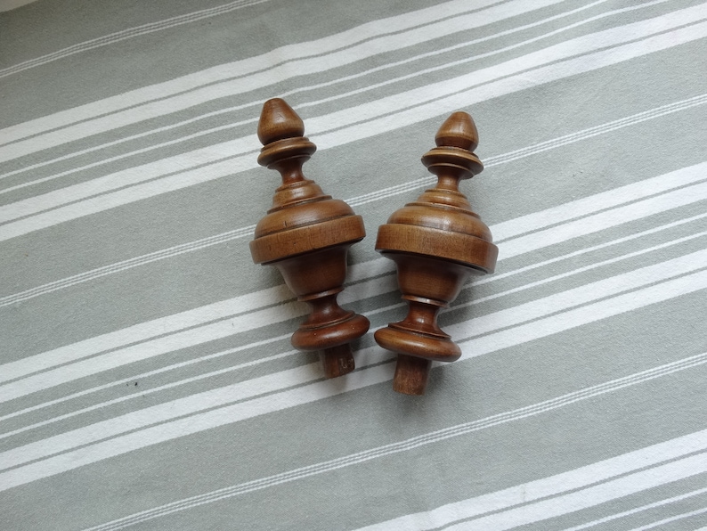 Pair Wooden Finials/antique Turned Wood Finials/pediment Embellishment ...