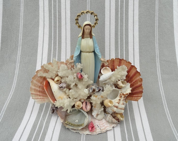 Sea Shell Shrine/virgin Mary Statue/shell Work Grotto/shell Art ...