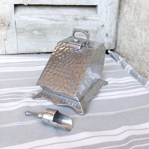 Vintage Pewter Sugar Scuttle/hammered Pewter Scuttle With Scoop/novelty ...