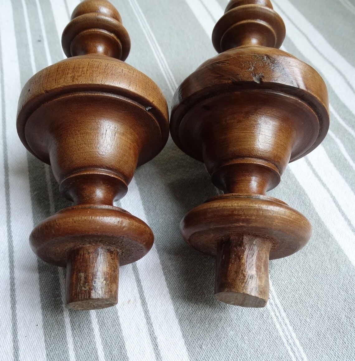 Pair Wooden Finials/antique Turned Wood Finials/pediment Embellishment ...