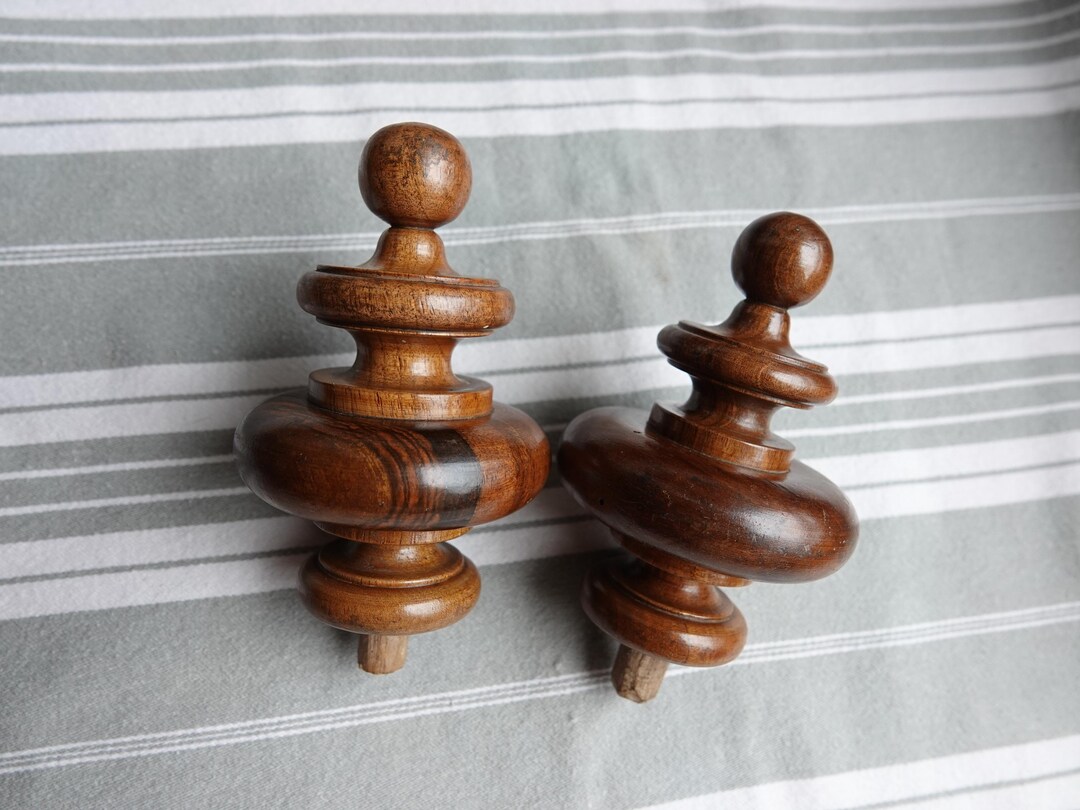2 Antique Turned Walnut Finials for Furniture/pediment Embellishment - Etsy