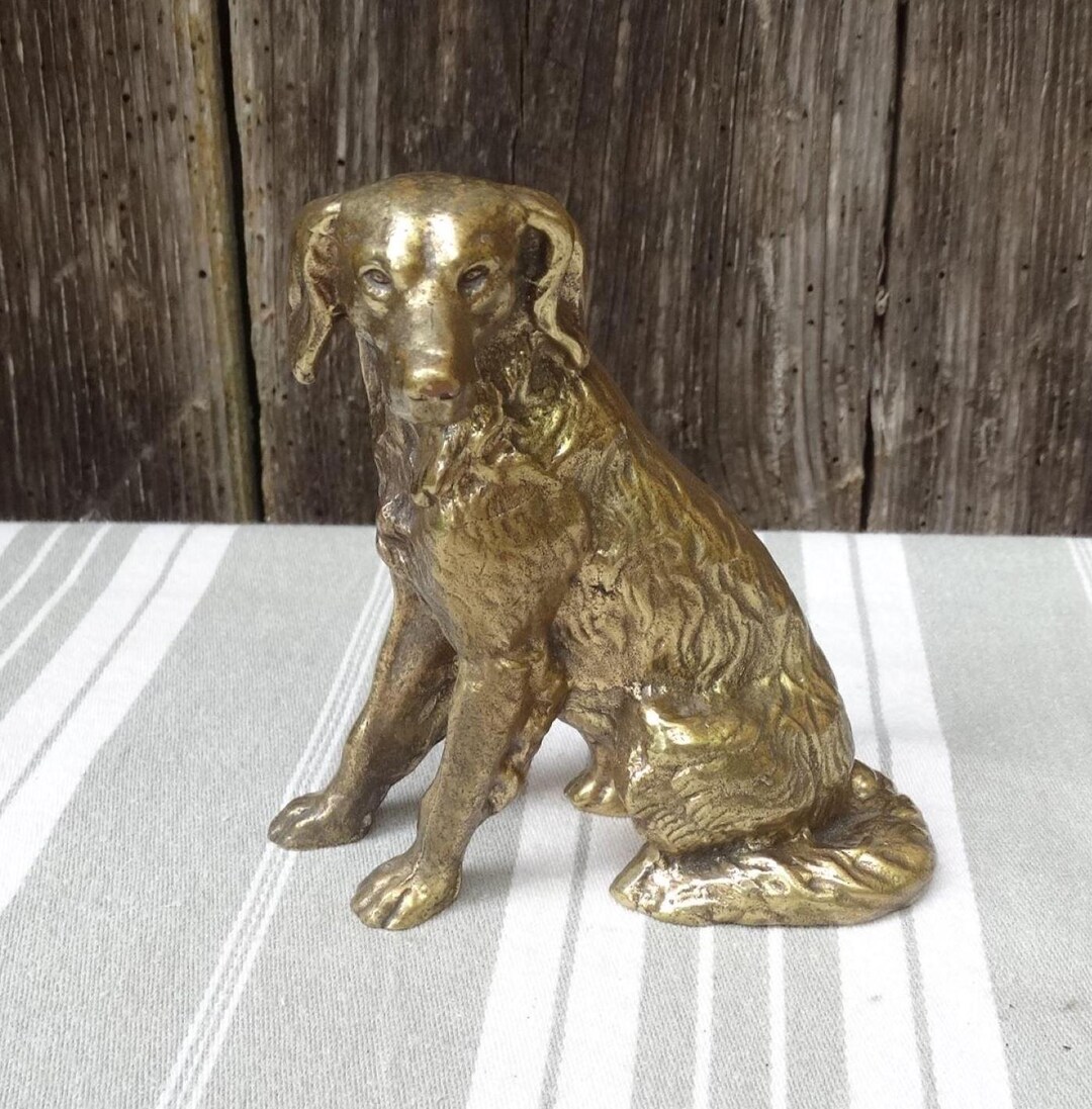 Mid C20th Cast Brass Spaniel/small Brass Dog Sculpture/desk Ornament ...