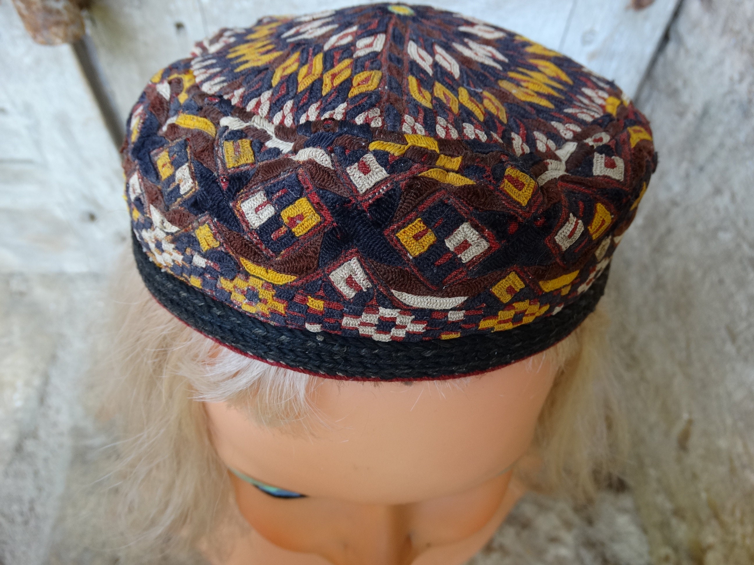 Antique Prayer Cap/early 1900s Embroidered Turkmen Tekke Cap in Very ...