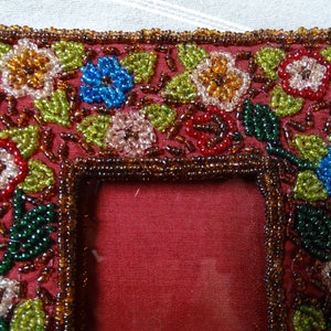 Seed Bead Frame/vintage Floral Beadwork Photo Frame/free Standing ...