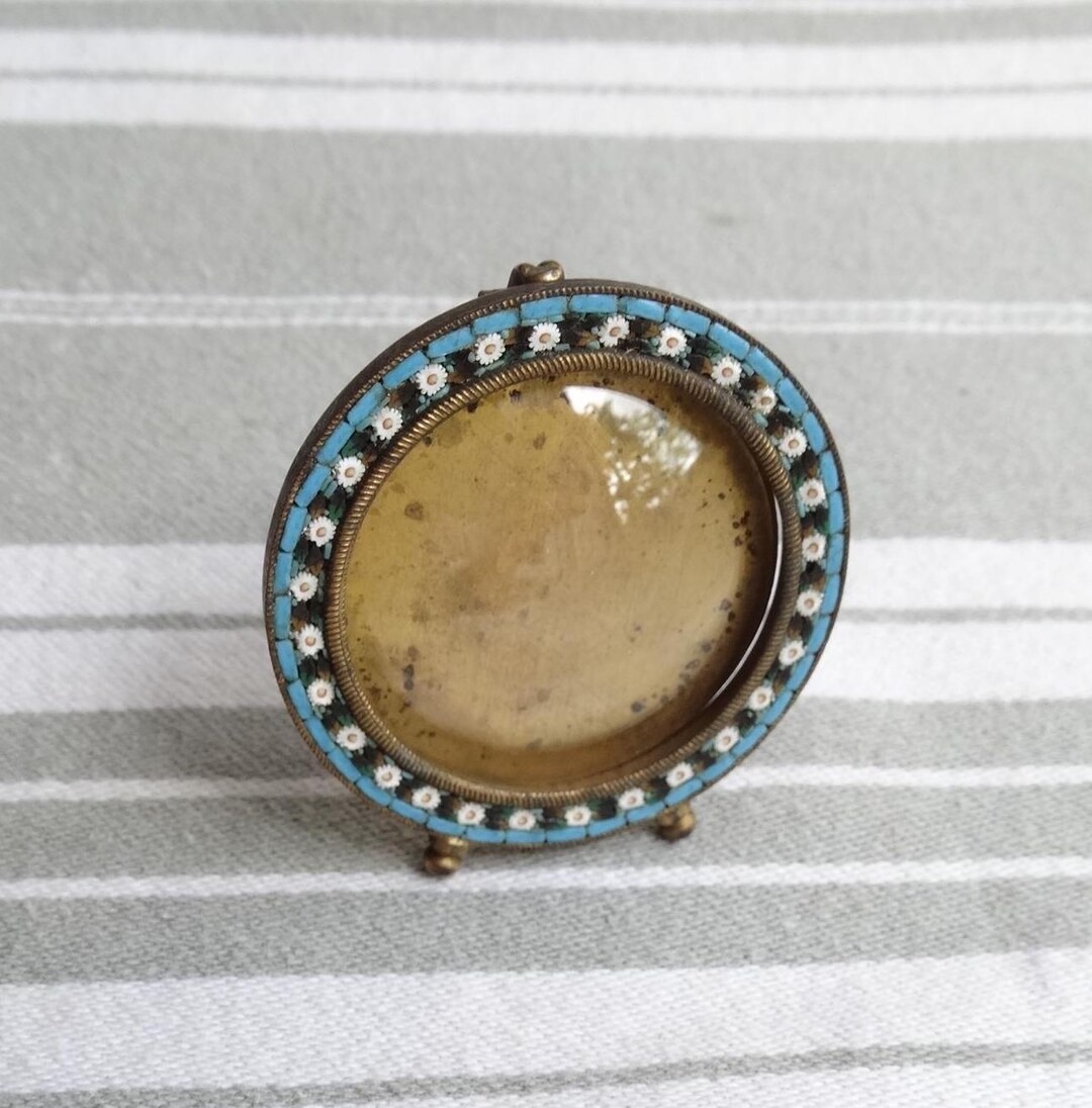 Antique Micro Mosaic Frame/fabbrica Angelo Pessar, Italy/small Round ...