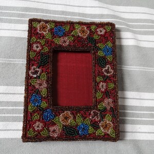 Seed Bead Frame/vintage Floral Beadwork Photo Frame/free Standing ...