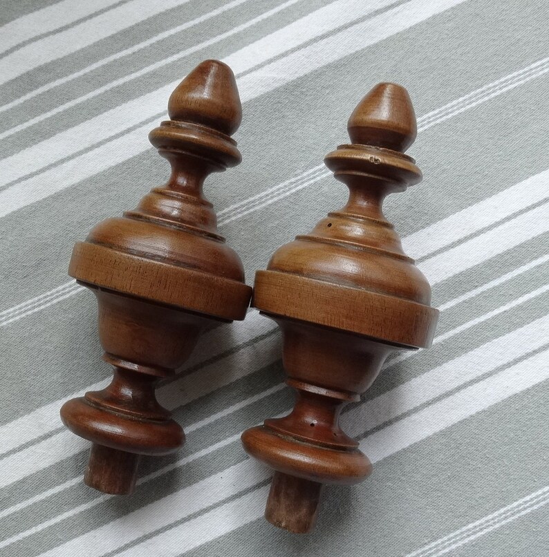 Pair Wooden Finials/antique Turned Wood Finials/pediment Embellishment ...