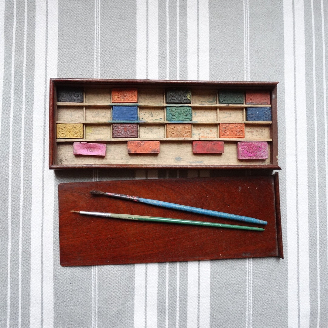 Antique Paint Box/mahogany Watercolour Paint Box/artists Travel ...