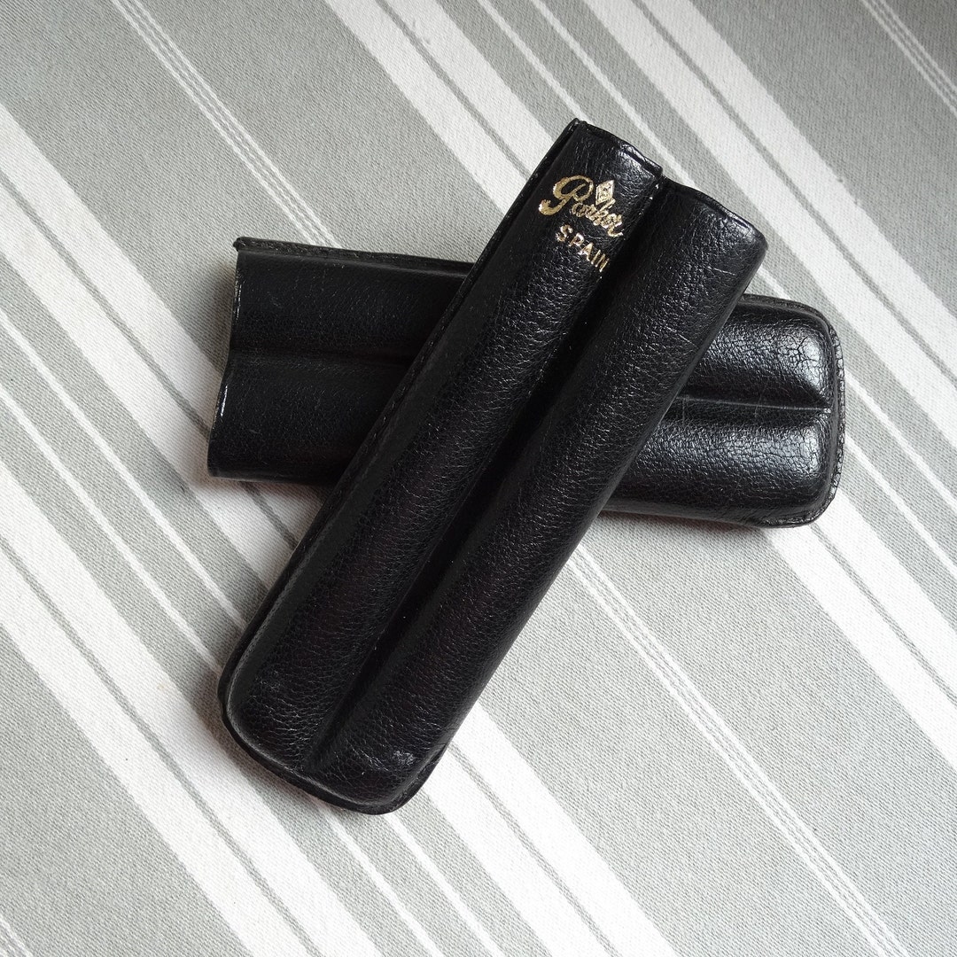 2 Finger Cigar Case/black Leather Cigar Tube/parker Spain 2 Finger ...