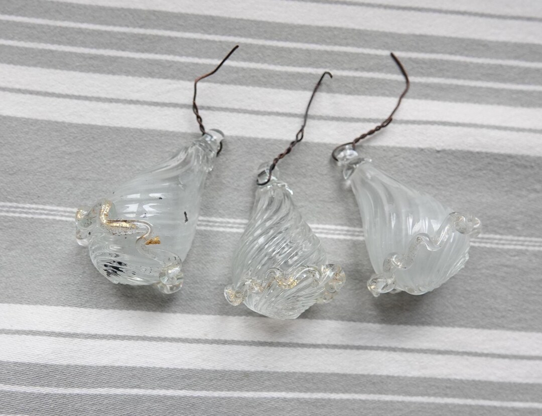 3 Glass Drops/antique Hand Blown Glass Chandelier Crystals/vintage ...