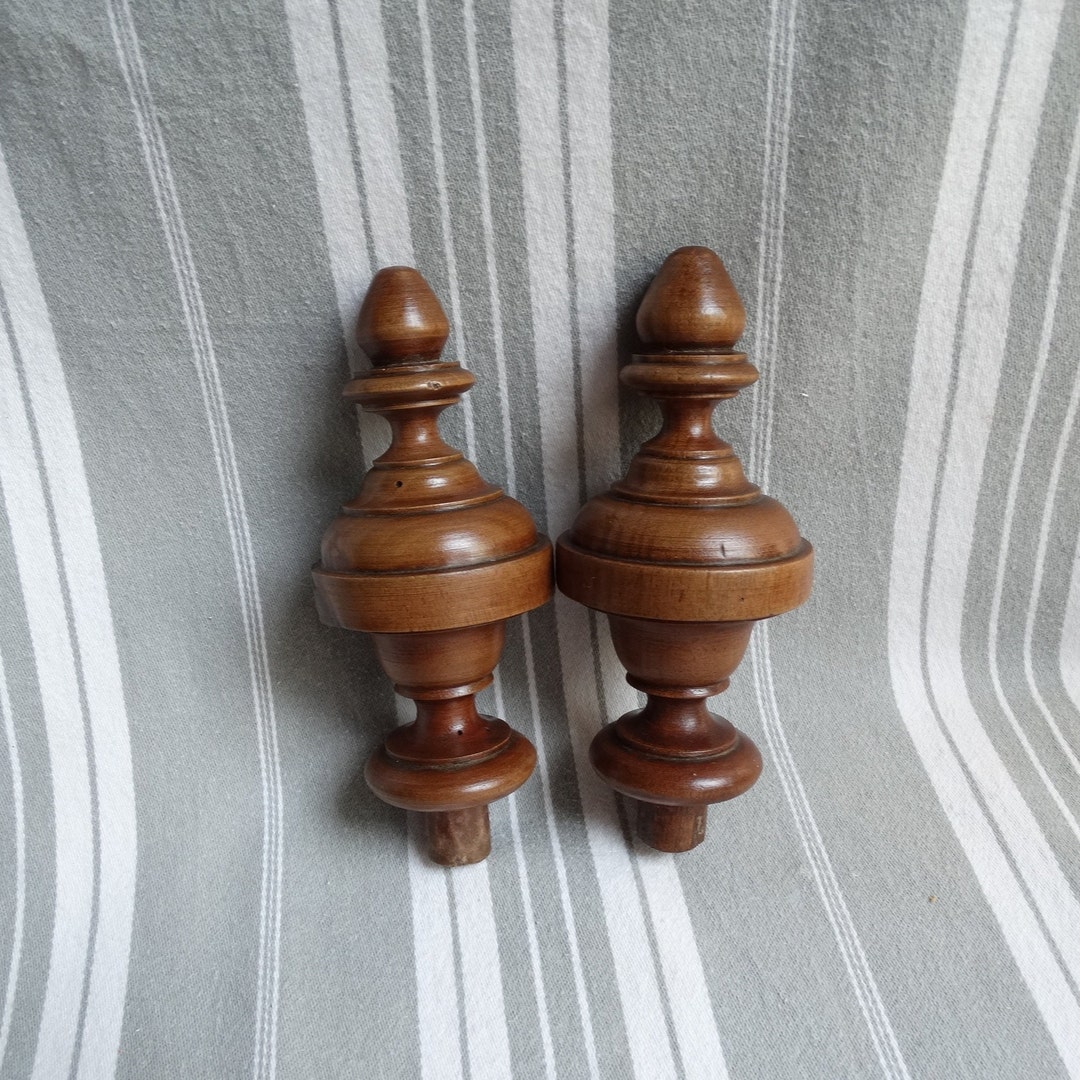 Pair Wooden Finials/antique Turned Wood Finials/pediment Embellishment ...