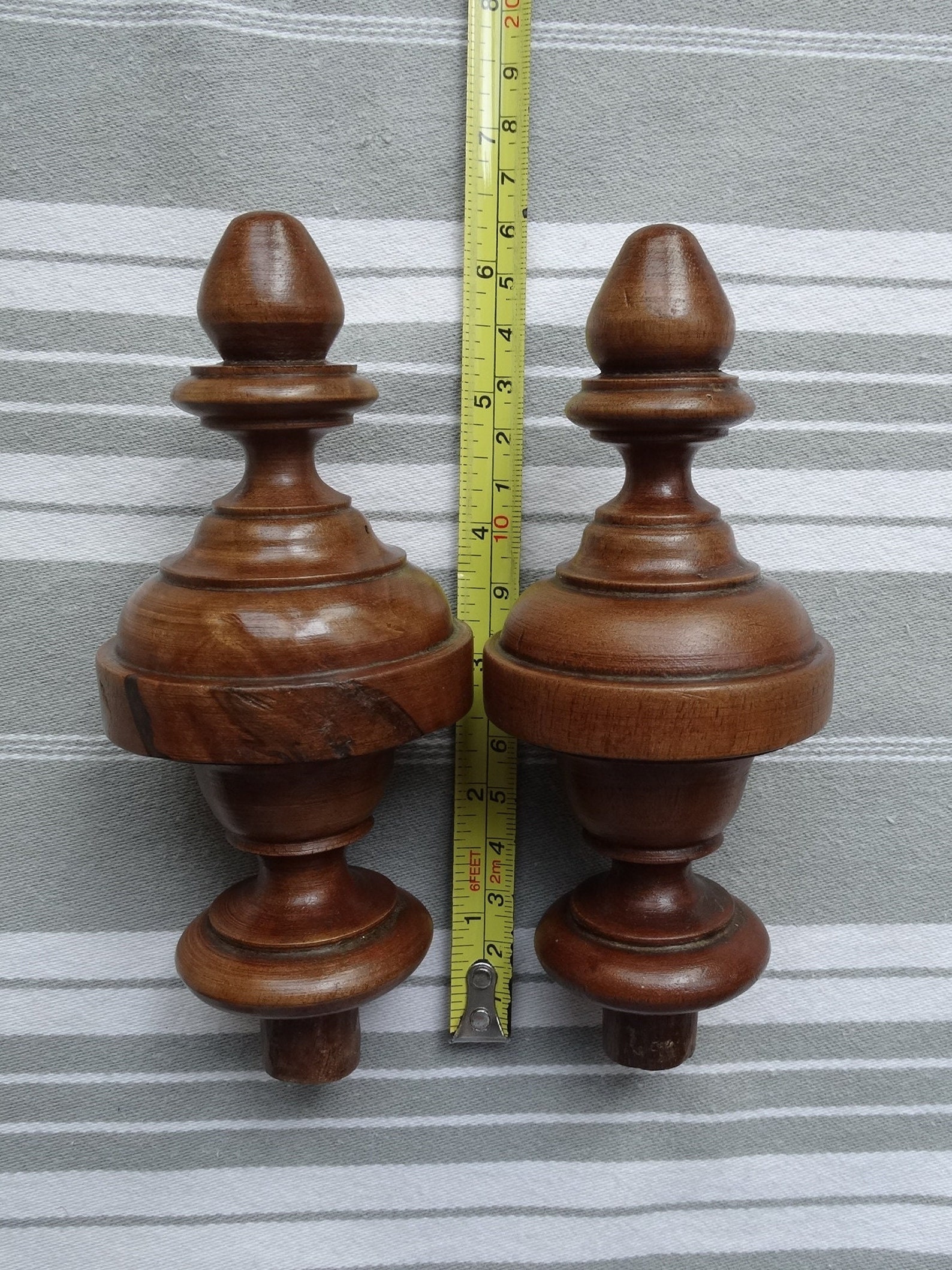 Pair Wooden Finials/antique Turned Wood Finials/pediment Embellishment ...