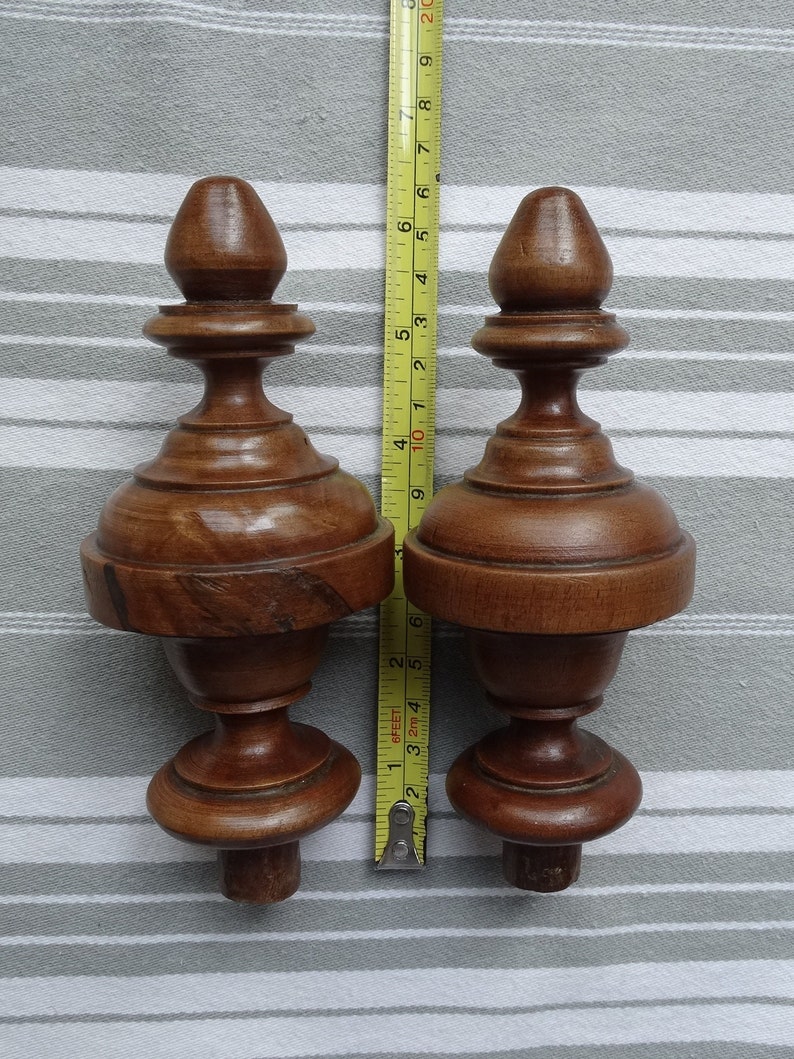 Pair Wooden Finials/antique Turned Wood Finials/pediment Embellishment ...