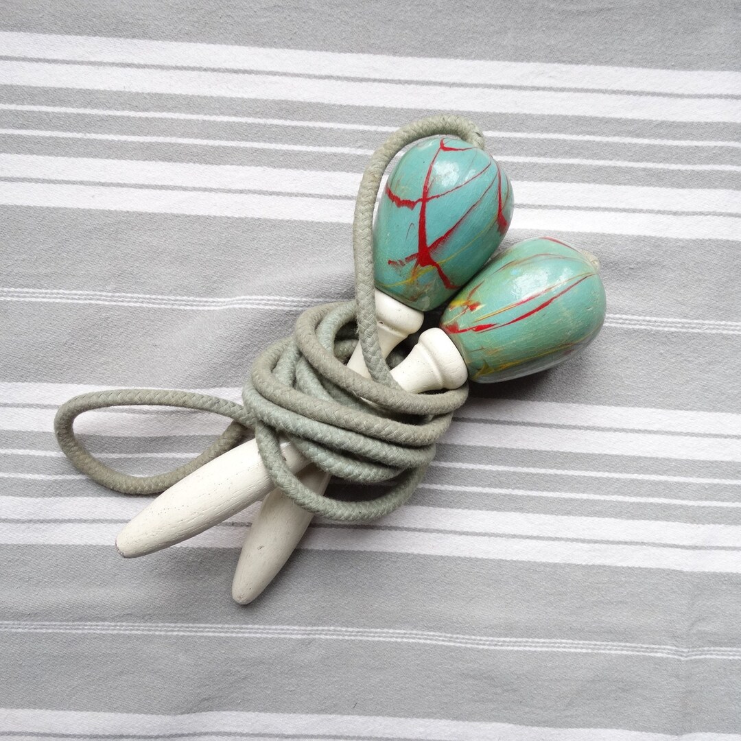 Vintage Skipping Rope/jump Rope/child's Skipping Rope/painted Wooden ...
