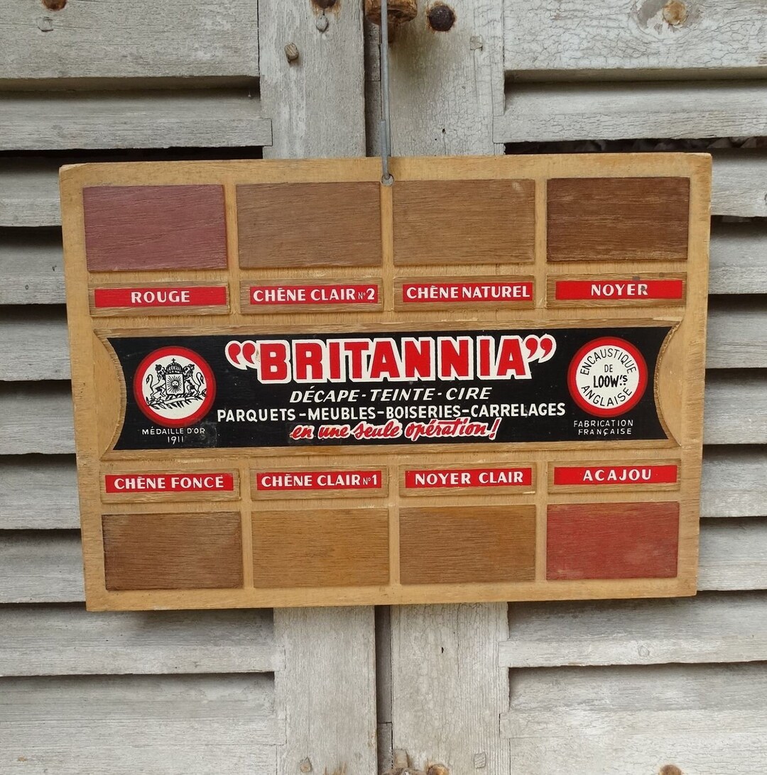 Vintage Wax Polish Advert/britannia Staining Wax Sample Board/wooden ...