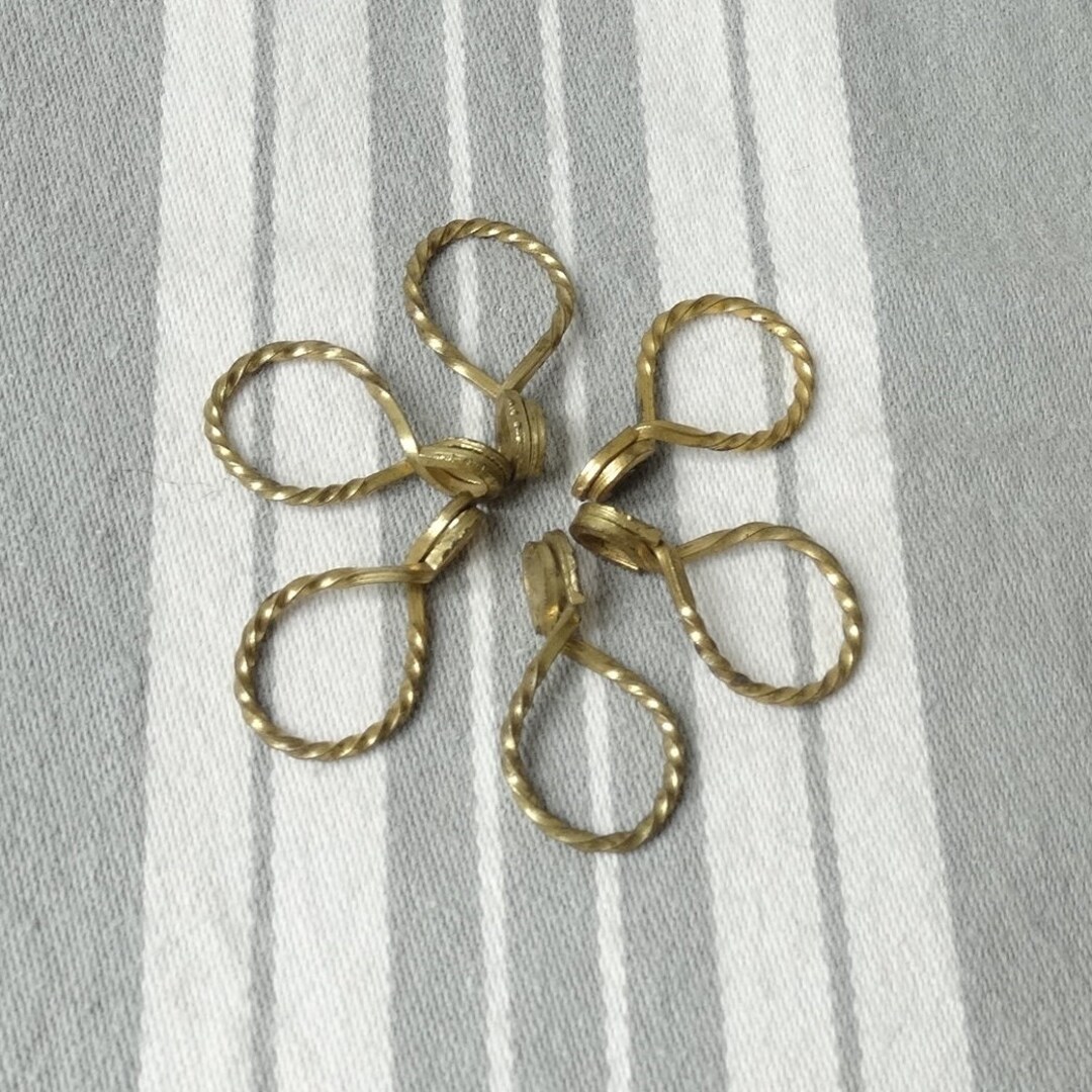 6 Antique Café Curtain Clips/tiny Gilt Twist Brass Drape Holders/french ...