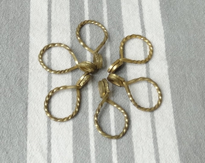 6 Antique Café Curtain Clips/tiny Gilt Twist Brass Drape Holders/french ...