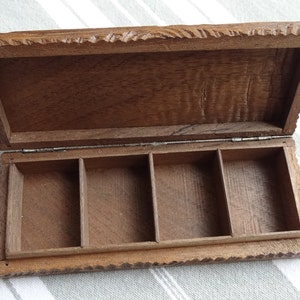 Antique Stamp Box/carved Wooden Stamp Box/4 Compartments/philatelist ...