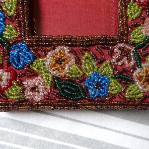 Seed Bead Frame/vintage Floral Beadwork Photo Frame/free Standing ...