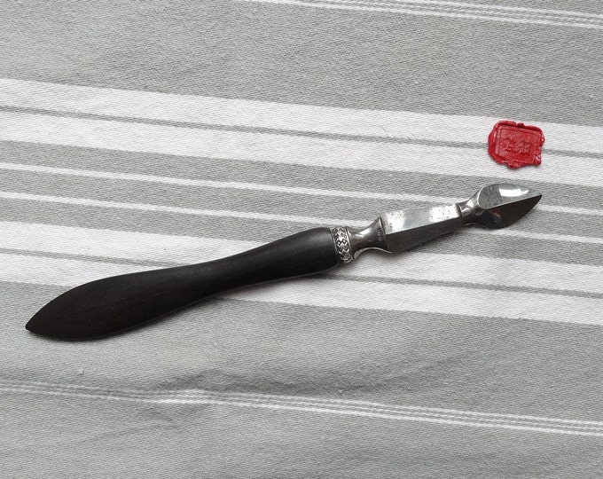 Antique Ink Eraser & Wax Seal Lifter and Quill Cutter/c19th Steel and ...
