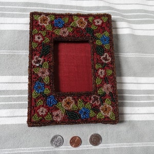 Seed Bead Frame/vintage Floral Beadwork Photo Frame/free Standing ...