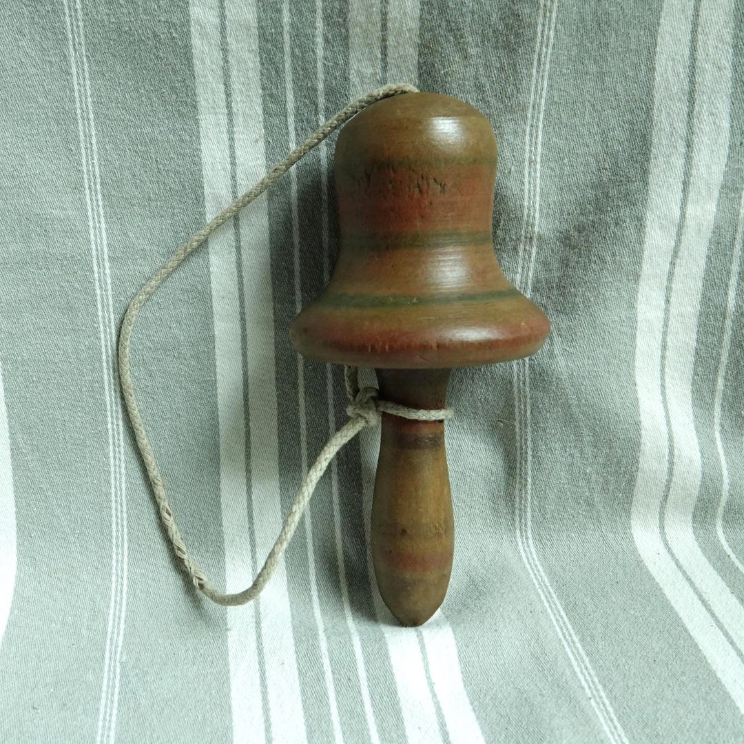 Vintage Treen Bilboquet/turned Wooden Bell & Cup Game/mushroom Shaped ...