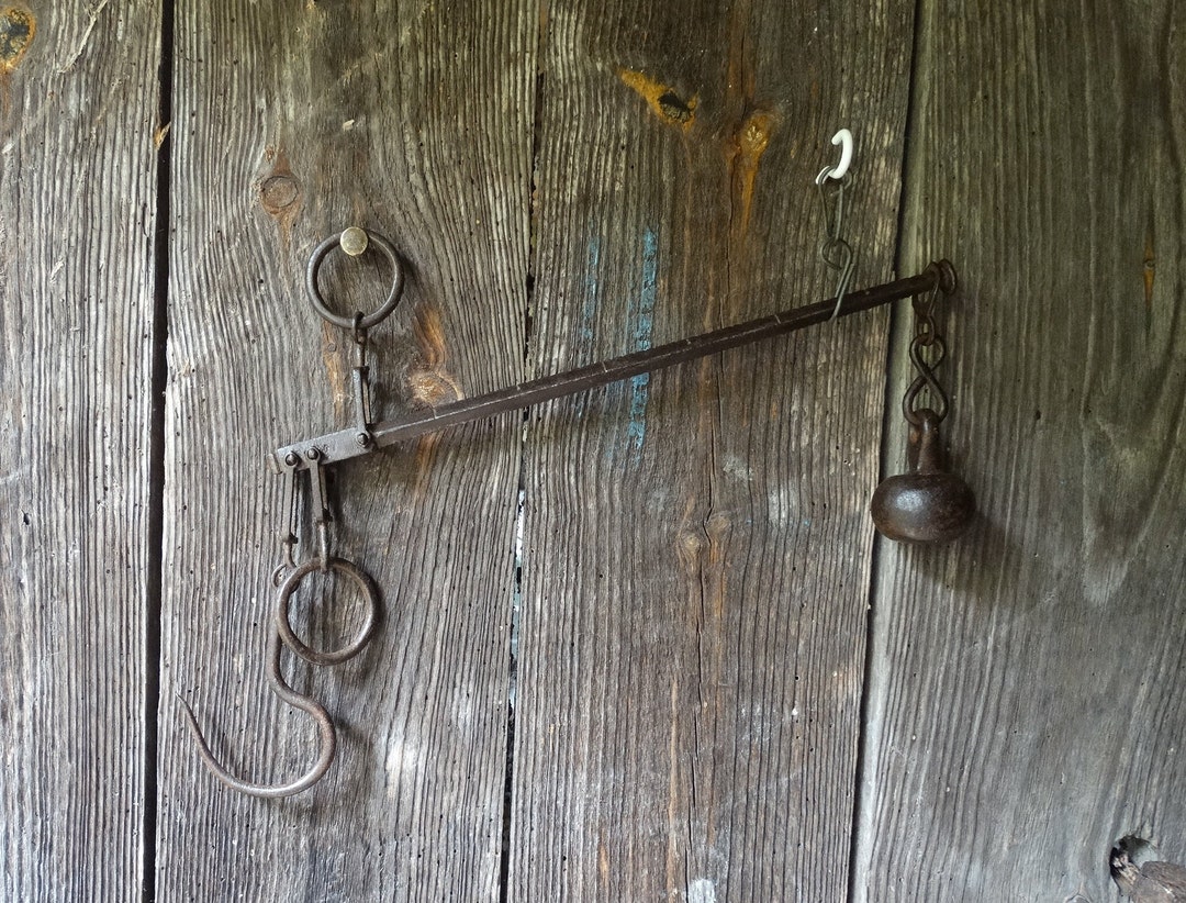 Antique Beam Balance/wrought Iron Steelyard/blacksmith Forged Scales ...