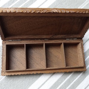 Antique Stamp Box/carved Wooden Stamp Box/4 Compartments/philatelist ...
