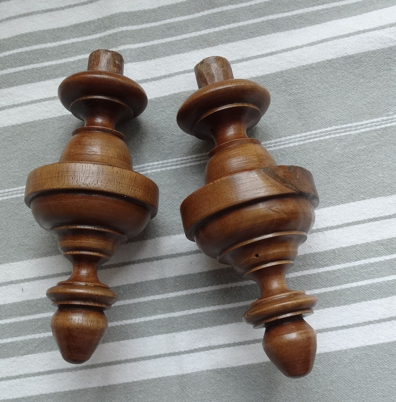 Pair Wooden Finials/antique Turned Wood Finials/pediment Embellishment ...