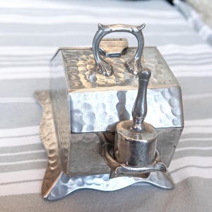 Vintage Pewter Sugar Scuttle/hammered Pewter Scuttle With Scoop/novelty ...