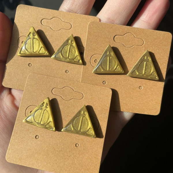 Gold Deathly Hallows Earrings - Etsy