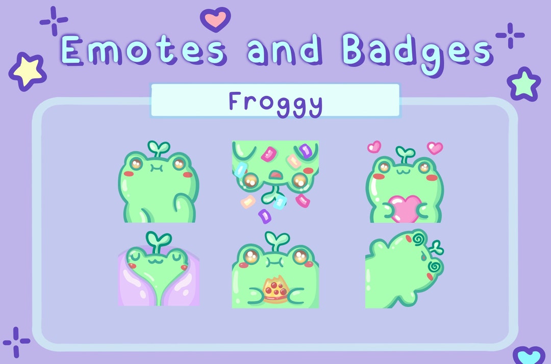 Set of 6 Frog Emotes Youtube, Twitch & Discord - Cute Froggy Green ...