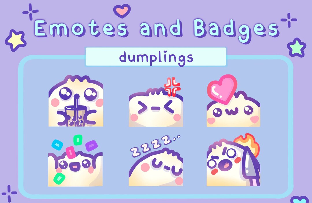 Set of 6 DIM SUM DUMPLINGS Emotes Youtube, Twitch & Discord - Cute ...