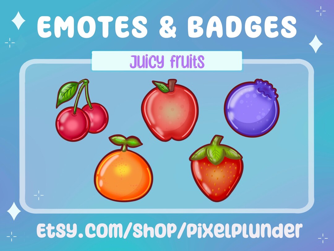Set of 5 JUICY FRUIT Badges Youtube, Twitch & Discord - Cute FRUIT ...
