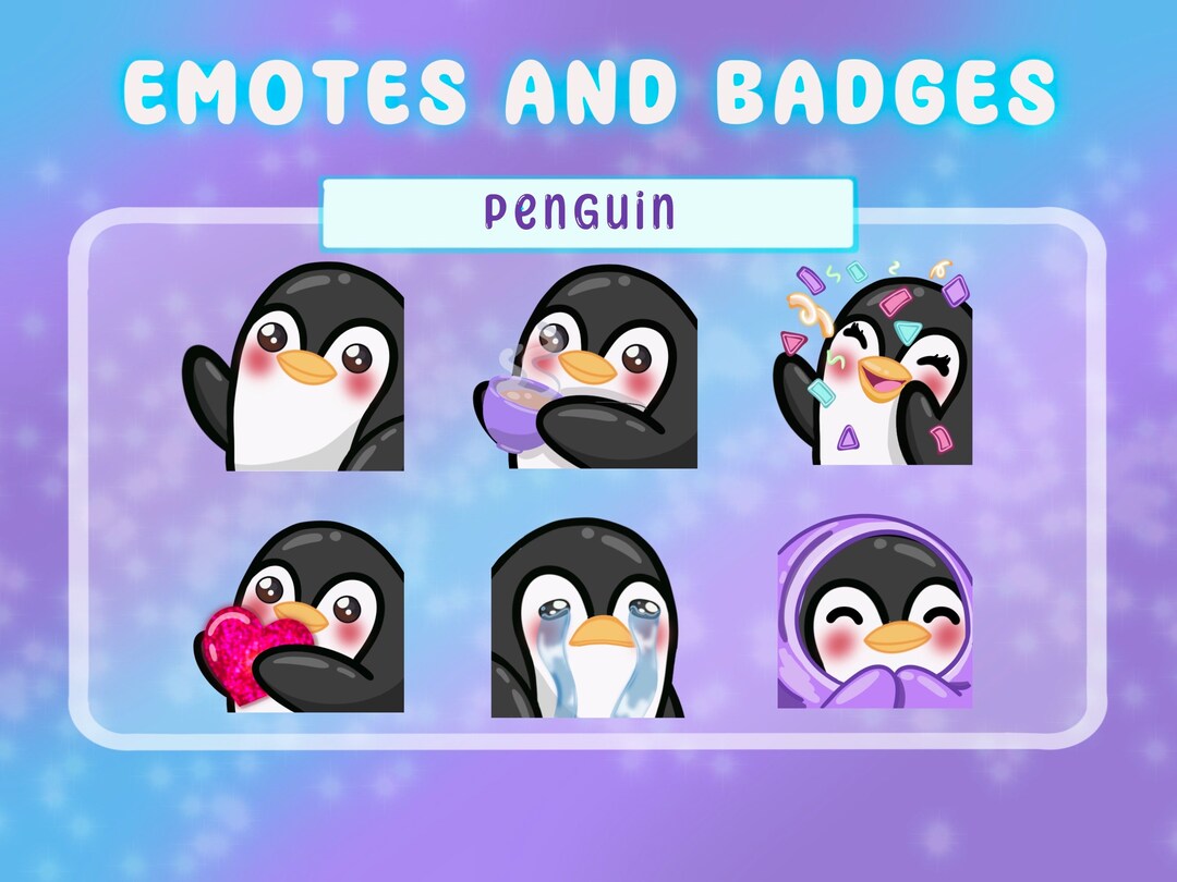 Set of 6 PENGUIN Emotes Youtube, Twitch & Discord - Cute Penguin Emotes ...