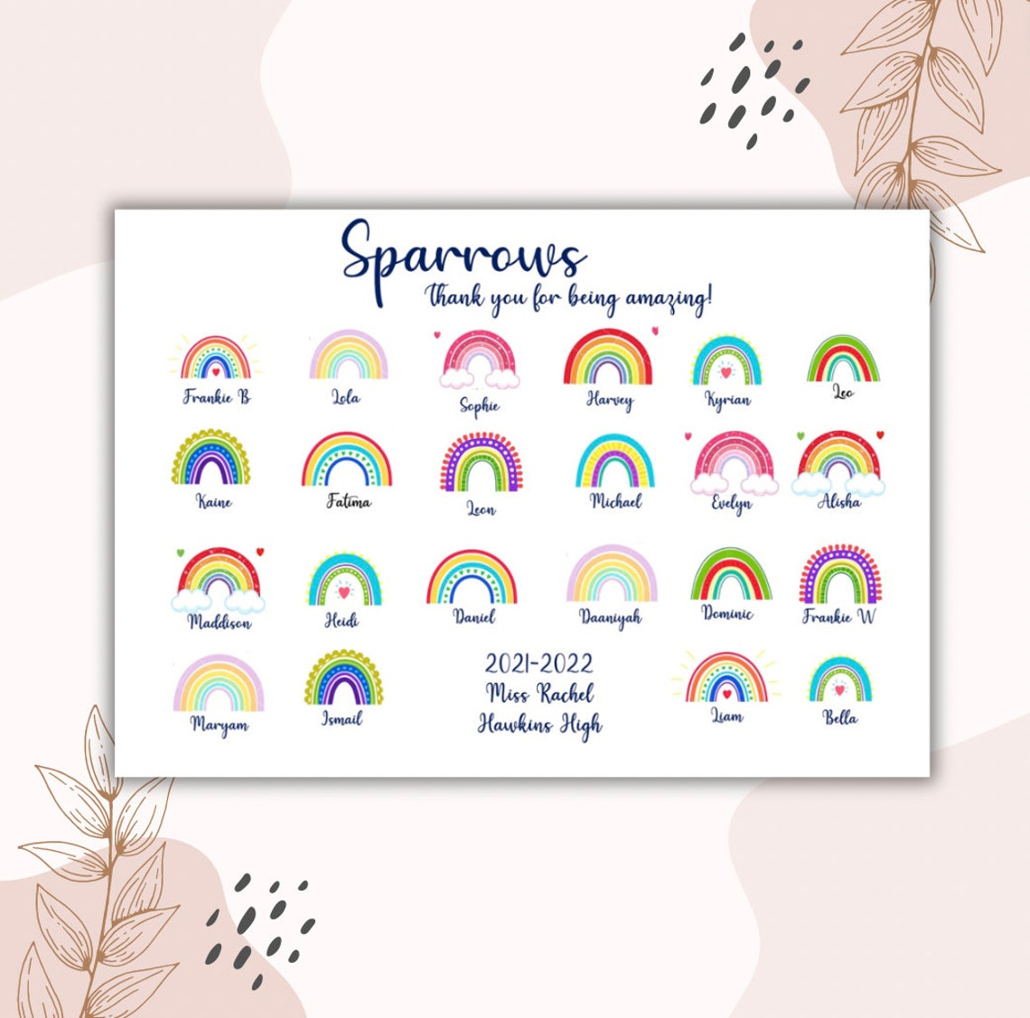 Personalised End of Year Gift for Students, Class Gift, Class Present ...